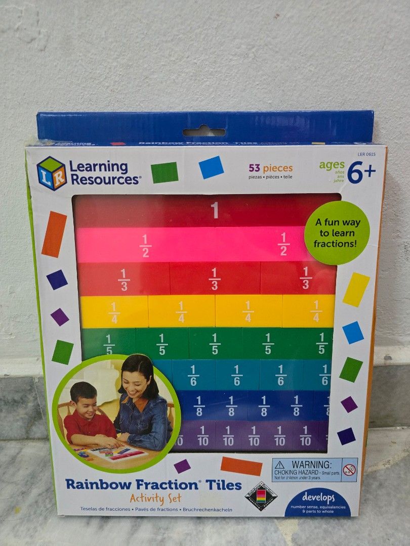 Learning resources rainbow fraction plastic tiles activity set with ...