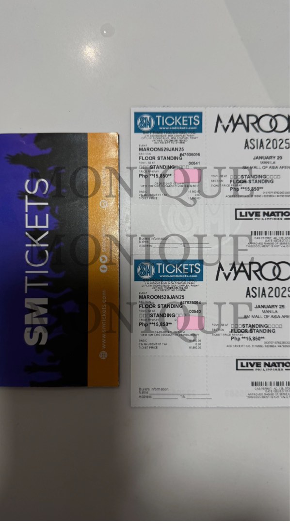 MAROON 5 TICKETS - 2 FLOOR STANDING, Tickets & Vouchers, Event Tickets on Carousell