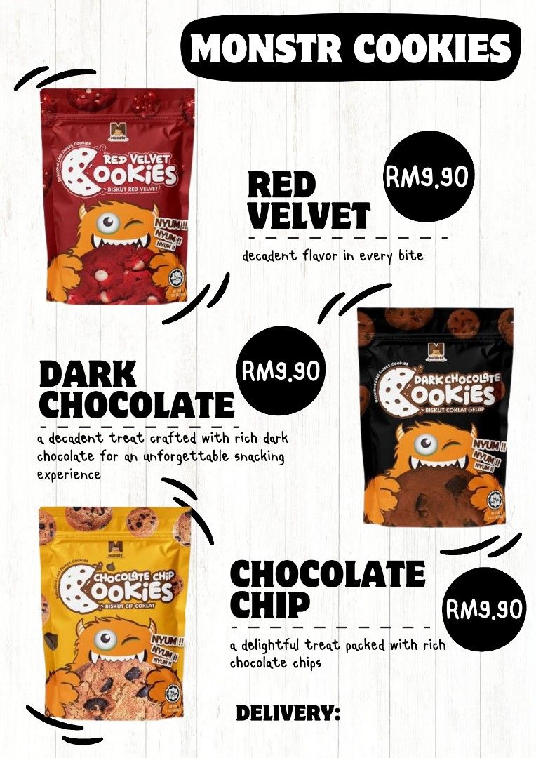 Monstr Packed Cookies 75g, Food & Drinks, Packaged & Instant Food on ...
