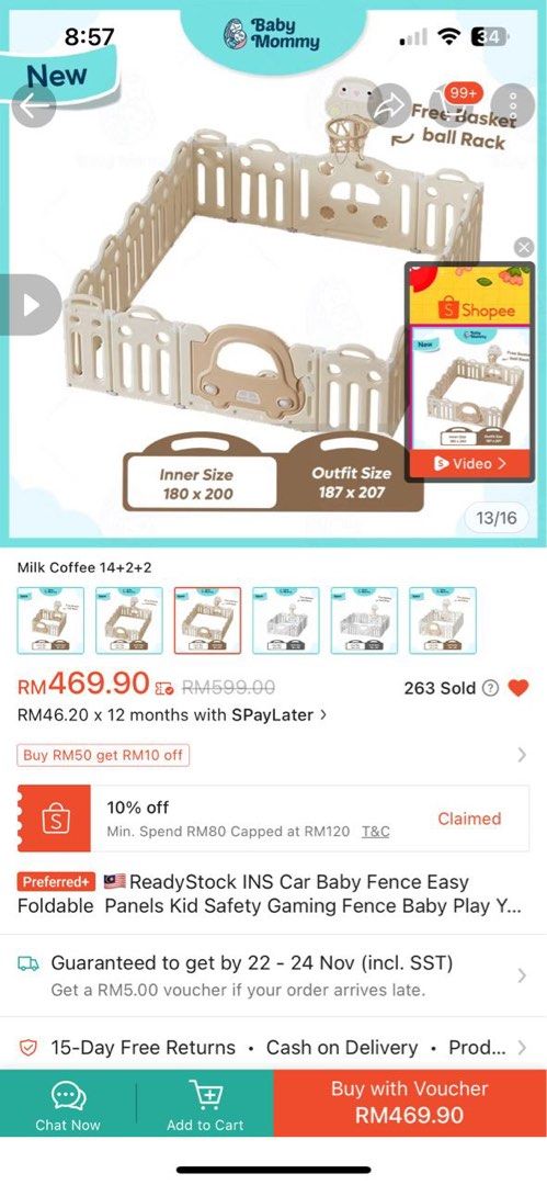 NEW baby fence easy foldable panels kid safety gaming fence baby ...