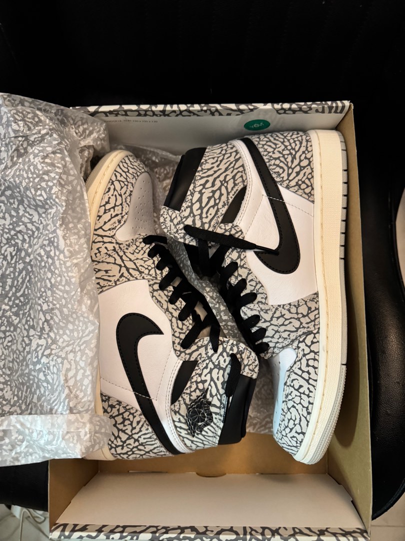 Nike Air Jordan 1 High Grey Cement, Men's Fashion, Footwear, Sneakers ...