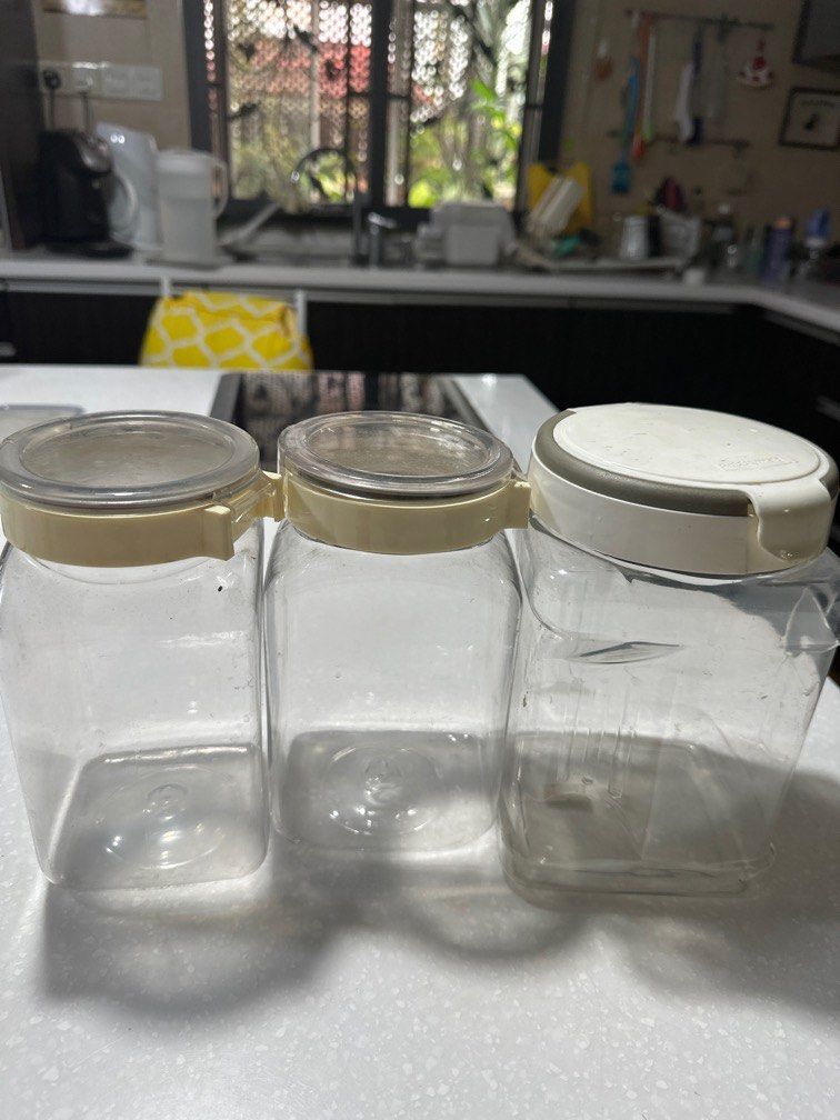 Plastic storage containers with flip top, Furniture & Home Living ...