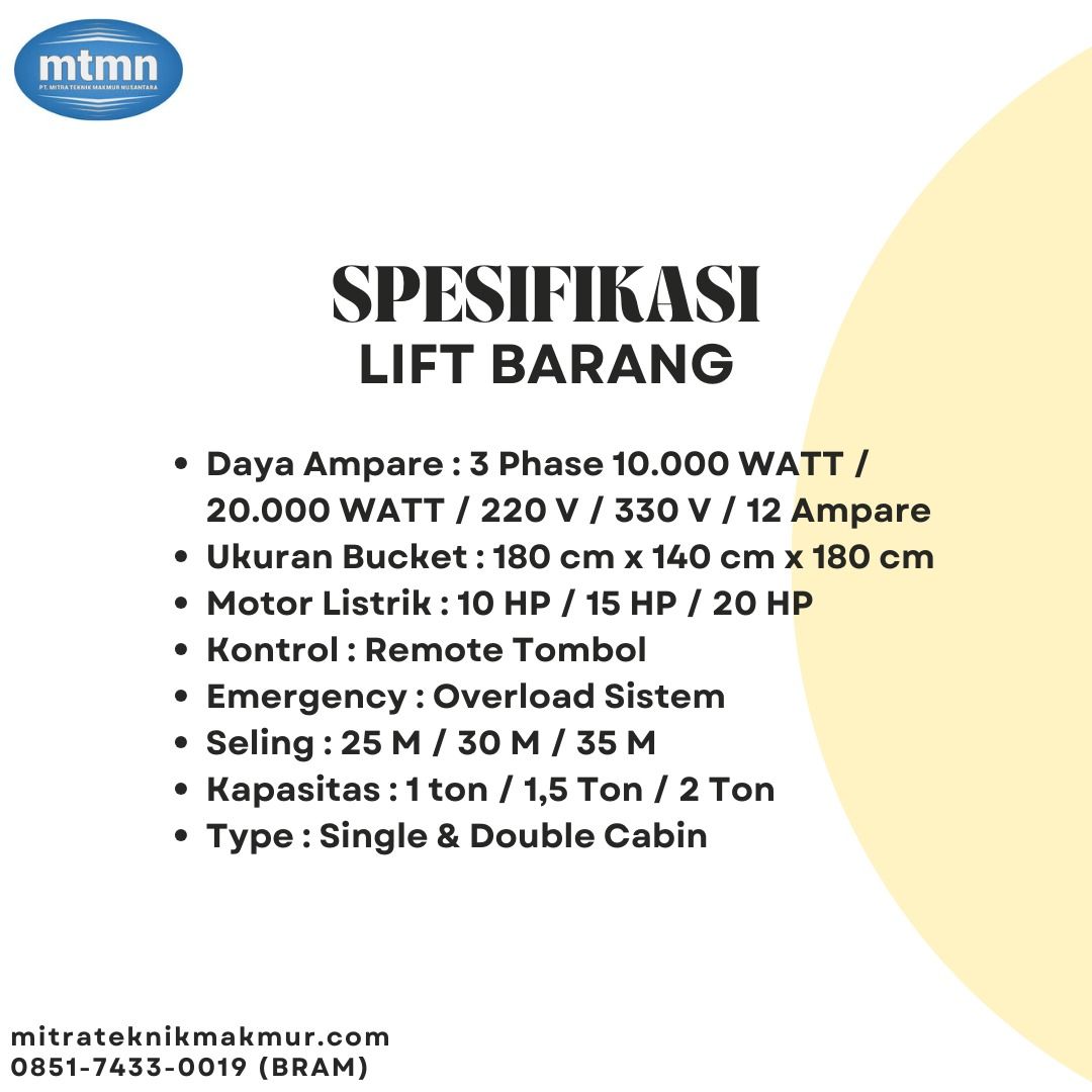 Sewa Lift Barang | Alat Angkat Murah Kapasitas 1 - 2 Ton di Dairi ...