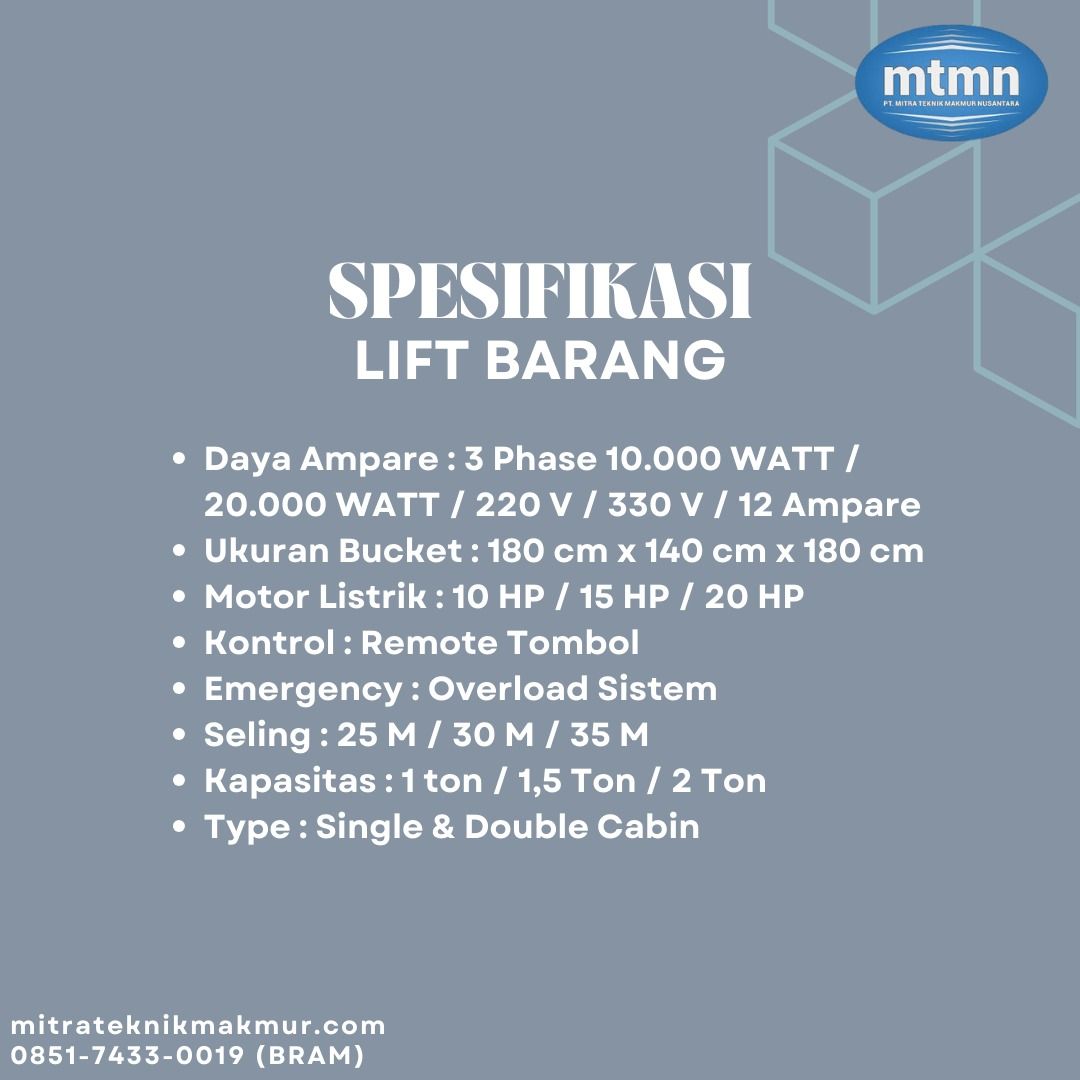 Sewa Lift Barang | Alat Angkat Murah Kapasitas 1 - 2 Ton di Kota ...