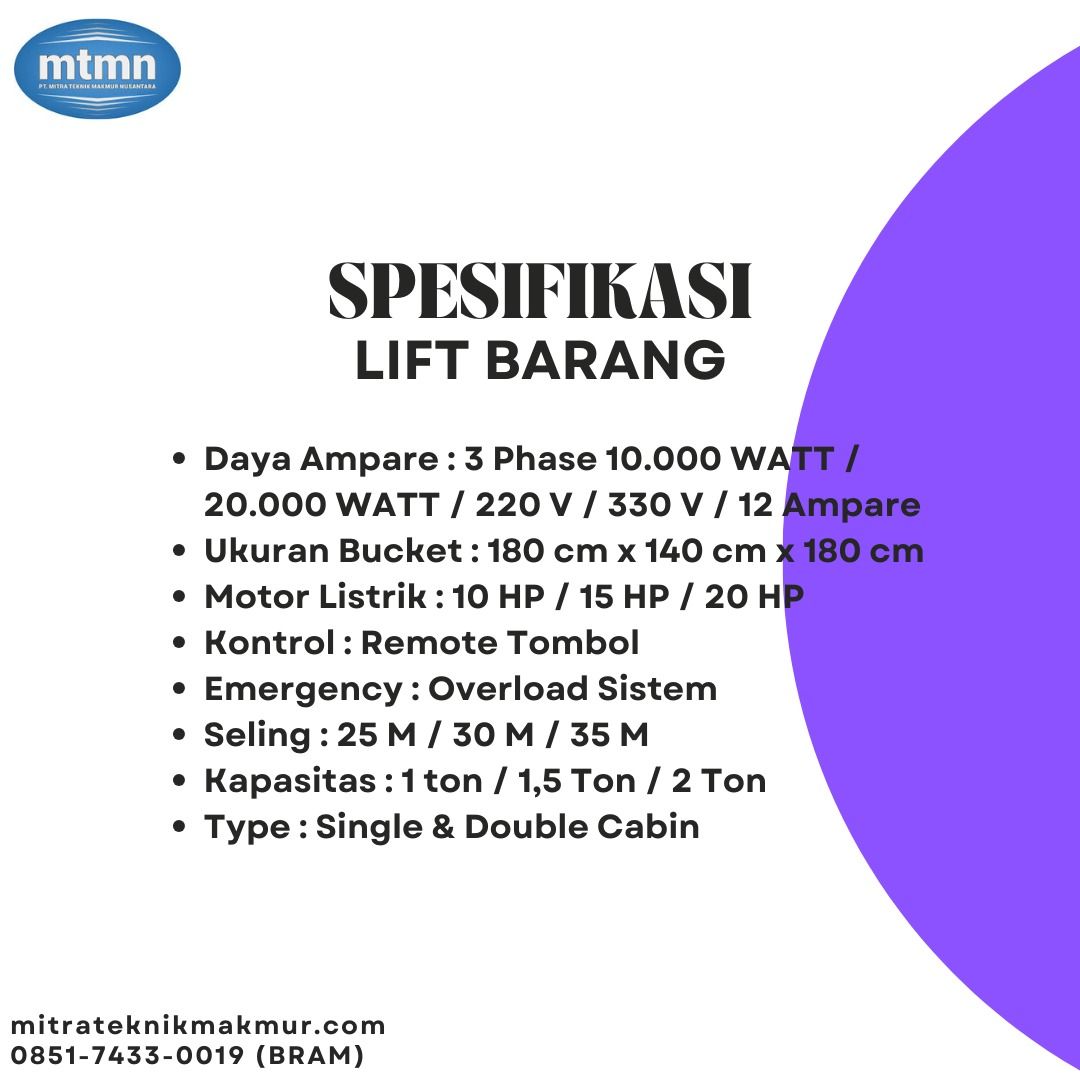 Sewa Lift Barang | Alat Angkat Murah Kapasitas 1 - 2 Ton di Kota ...