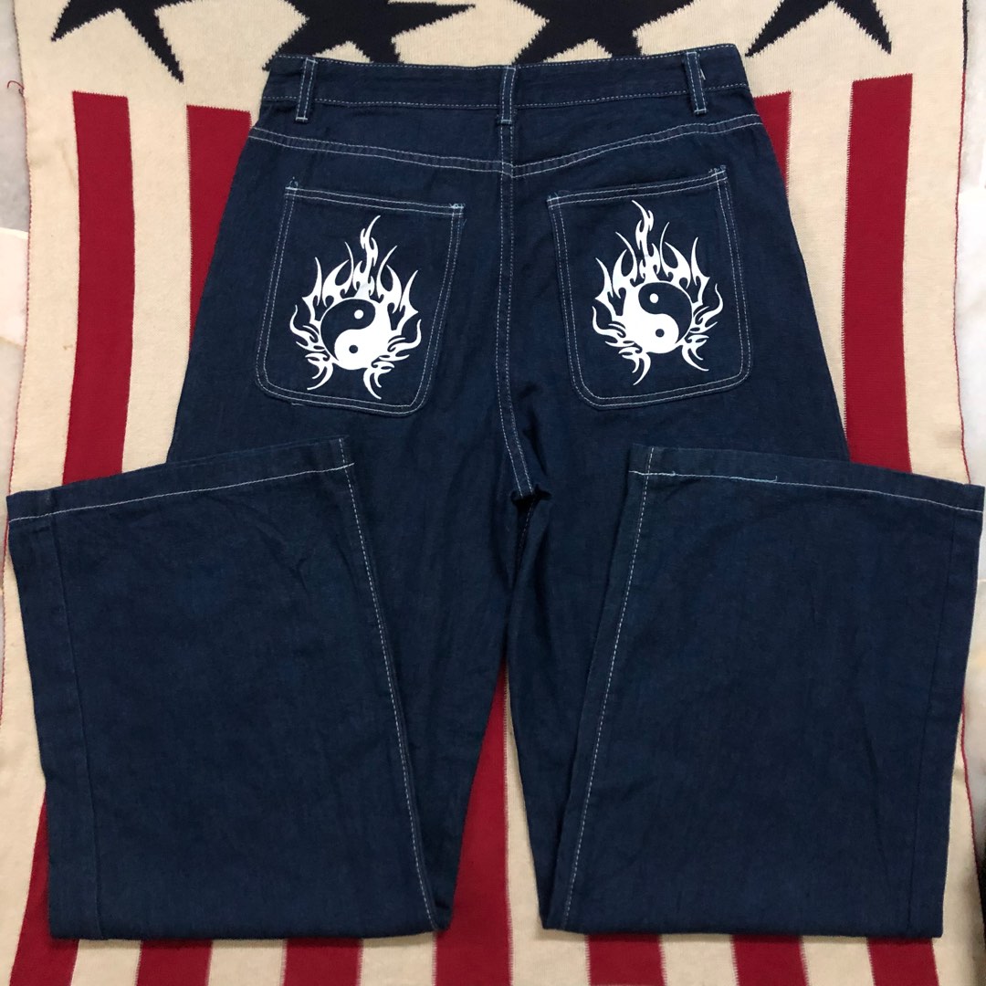 YingYang Shein Baggy Jeans Pant Y2k Jnco Fubu, Men's Fashion, Bottoms ...