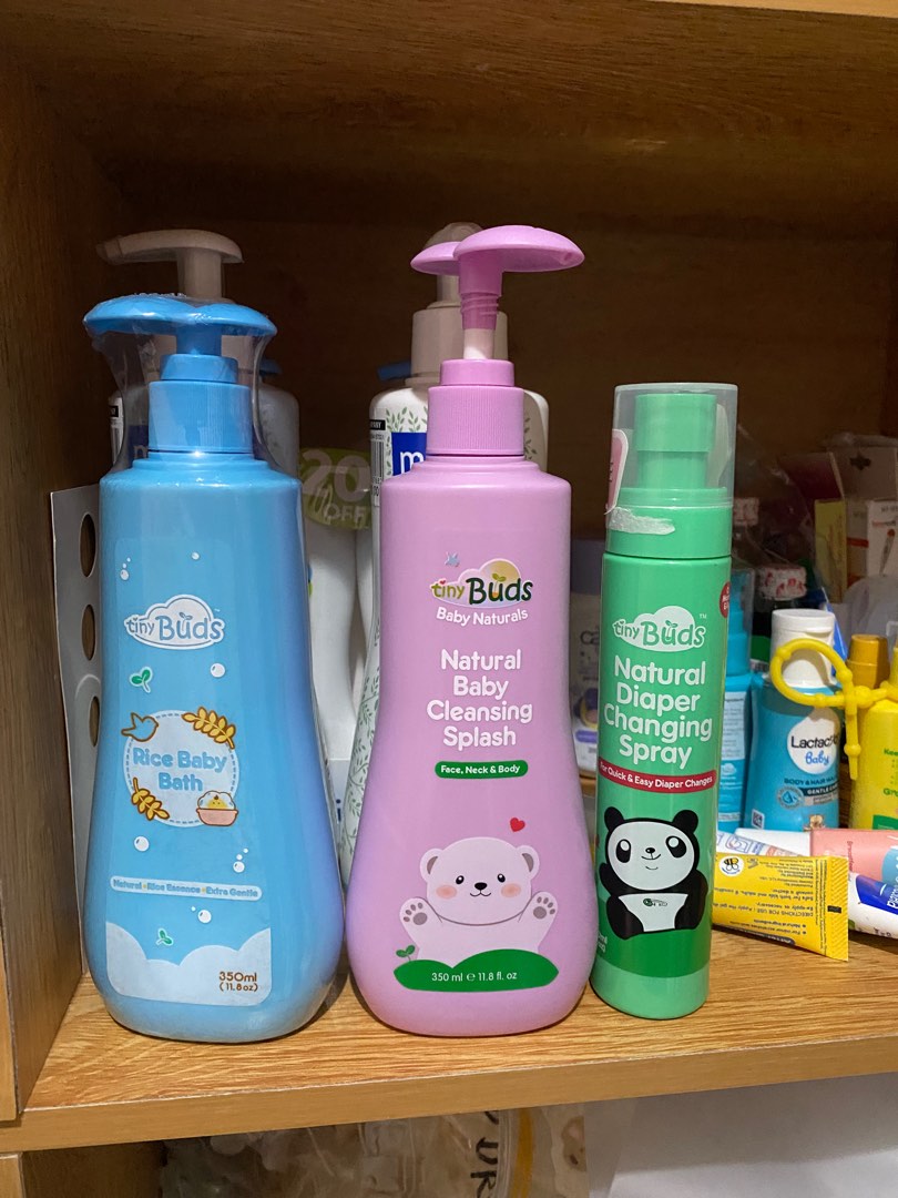 Tiny Buds Bundle (Rice Bath, Cleansing Splash, Natural Diaper Changing Spray), Babies & Kids ...