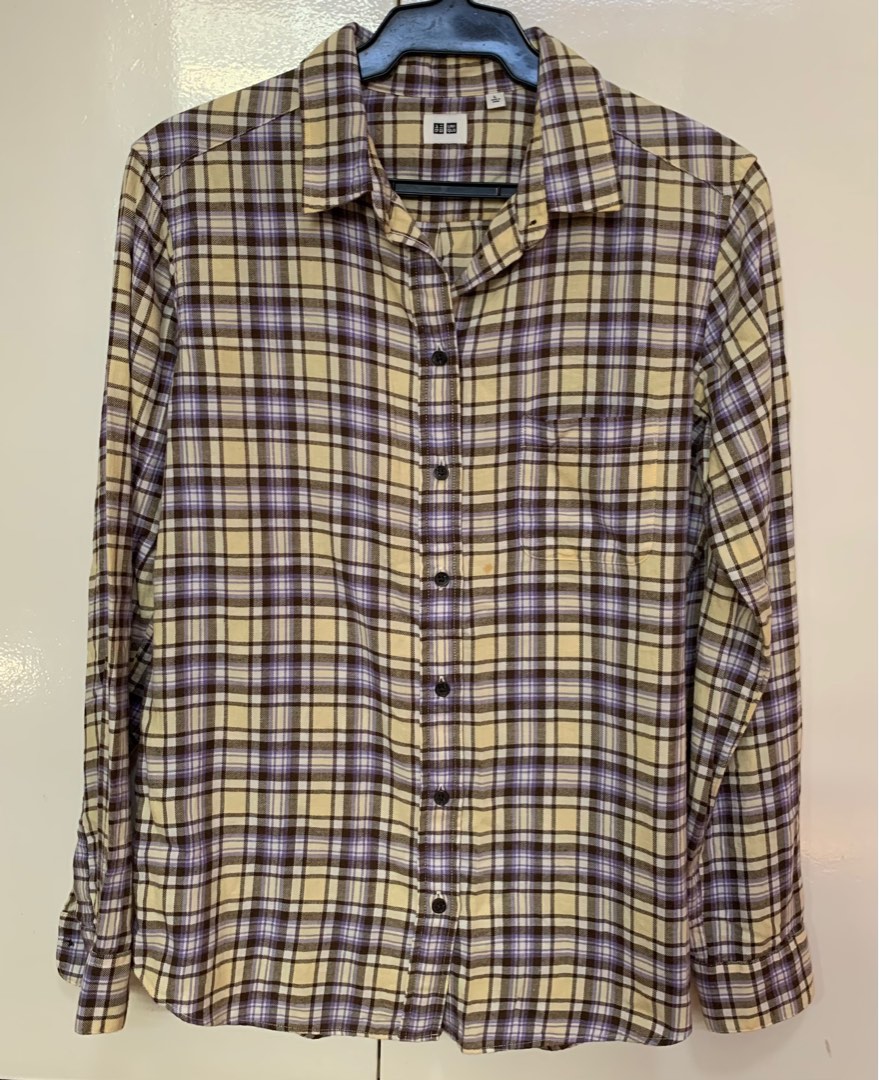 Uniqlo checkered long sleeves bought in Japan, Women's Fashion, Tops ...