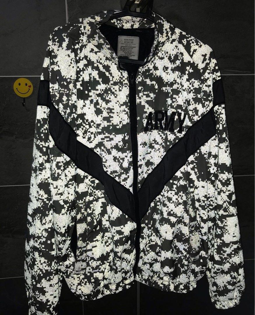 US Army IPFU 3M Reflective Digital Camo Zip Up Windbreaker Jacket, Men ...