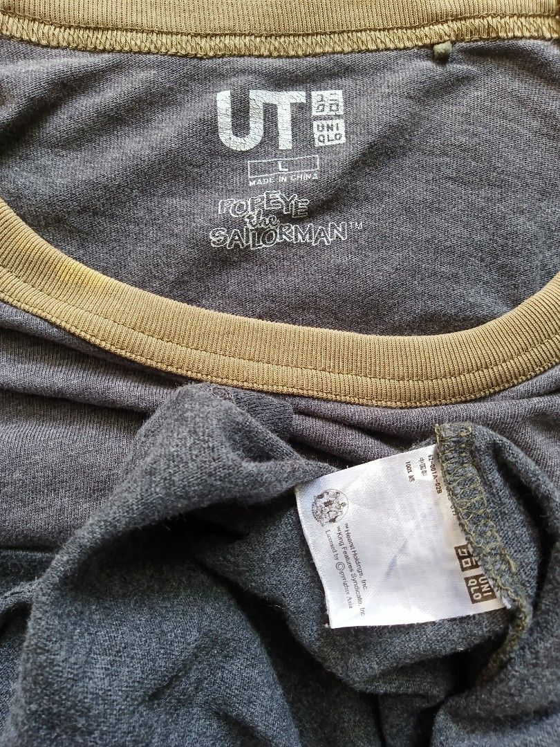 UT uniqlo Popeye three quarter t-shirt l Mickey mouse disney snoopy ...