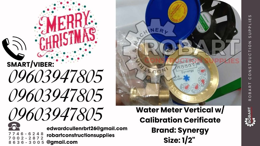 Water Meter Vertical w/ Calibration Cerificate Brand: Synergy Size: 1/2 ...
