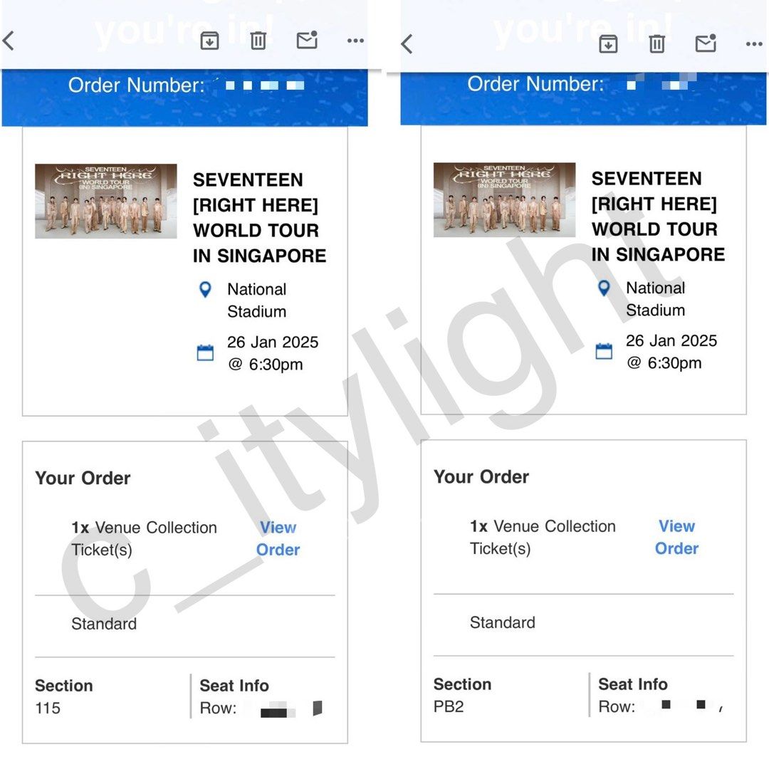 (WTS) (COD Physical Ticket) Cat 1/Cat 2 Seventeen Right Here World Tour in Singapore Seventeen ...