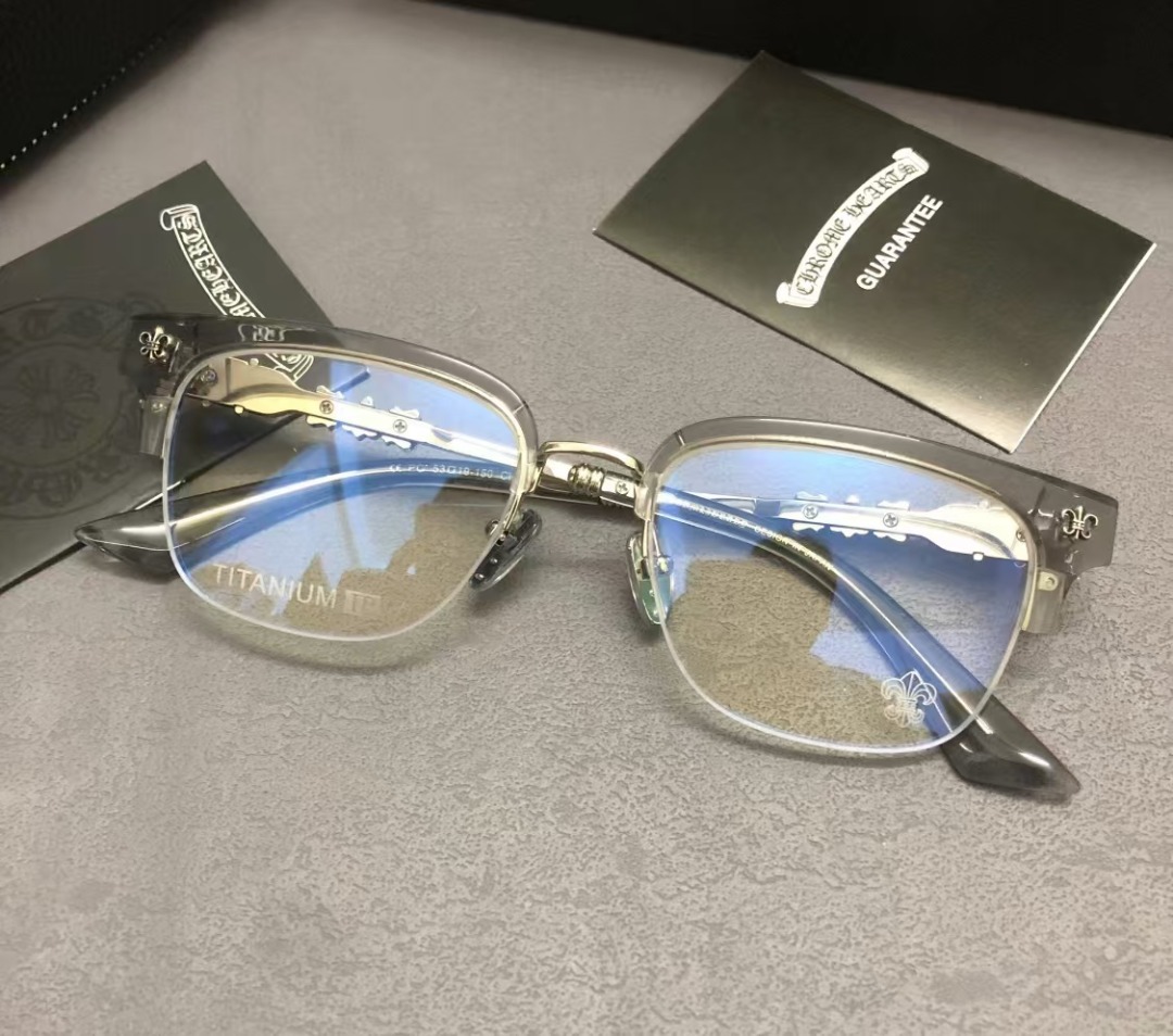 🌹 Chrome Hearts Cross Flower Half-Frame Pure Titanium Glasses ...