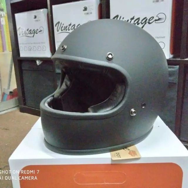 AMZ Excelor Full Face Vintage Retro Cafe Racer Motorcycle Helmet ...