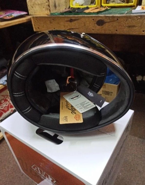 AMZ Excelor Full Face Vintage Retro Cafe Racer Motorcycle Helmet ...