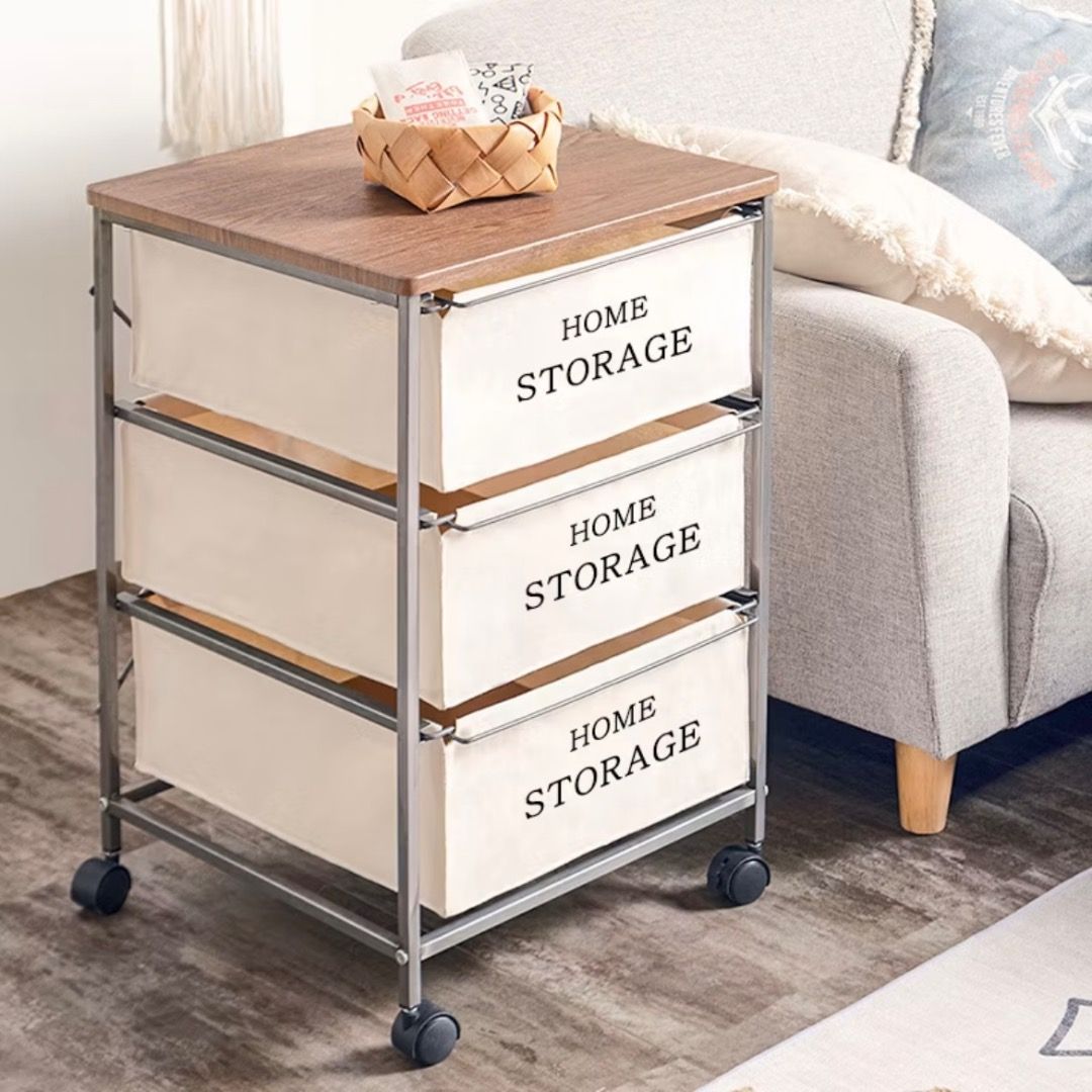 Bedside Multilayered Drawer With Wheels | Nordic Sofa Side Table With ...