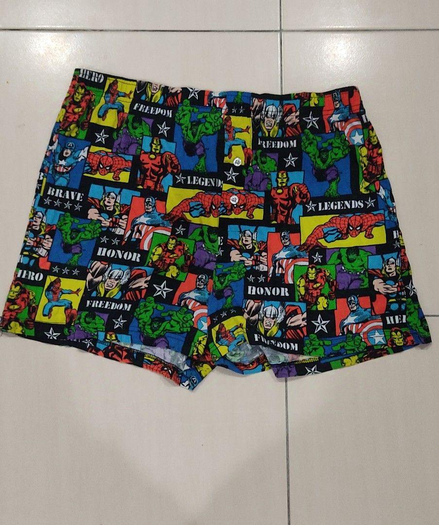 Boxer marvel full print, Men's Fashion, Bottoms, Shorts on Carousell