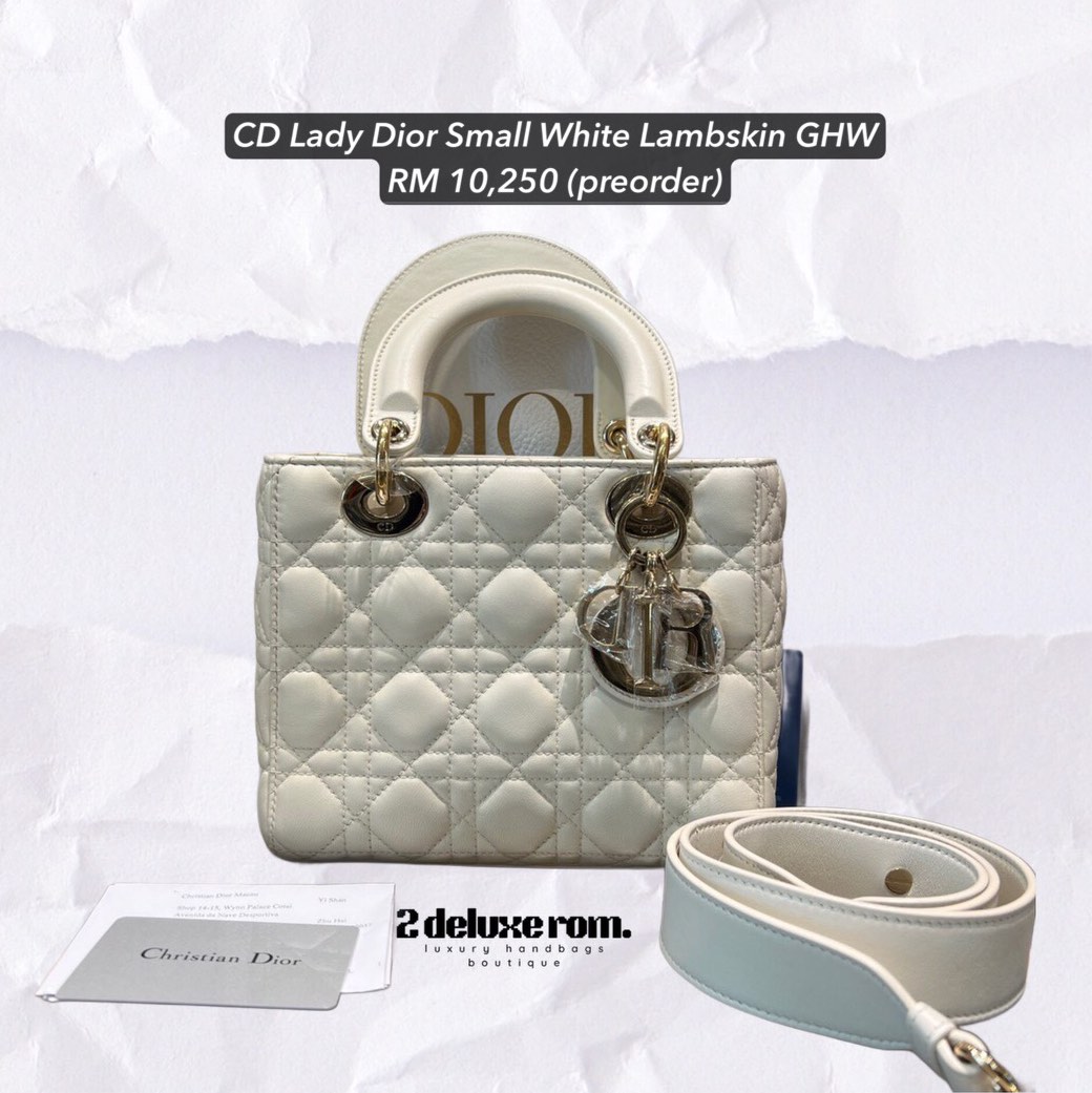 CD Lady Dior Small White Lambskin GHW | FIXED PRICE, Luxury, Bags ...