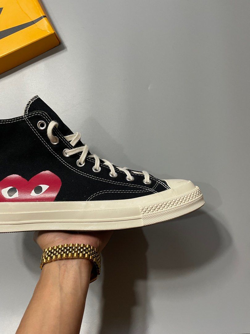 CONS X CDG HIGH CUT BLACK PEEKING HEART (10.5US), Men's Fashion ...