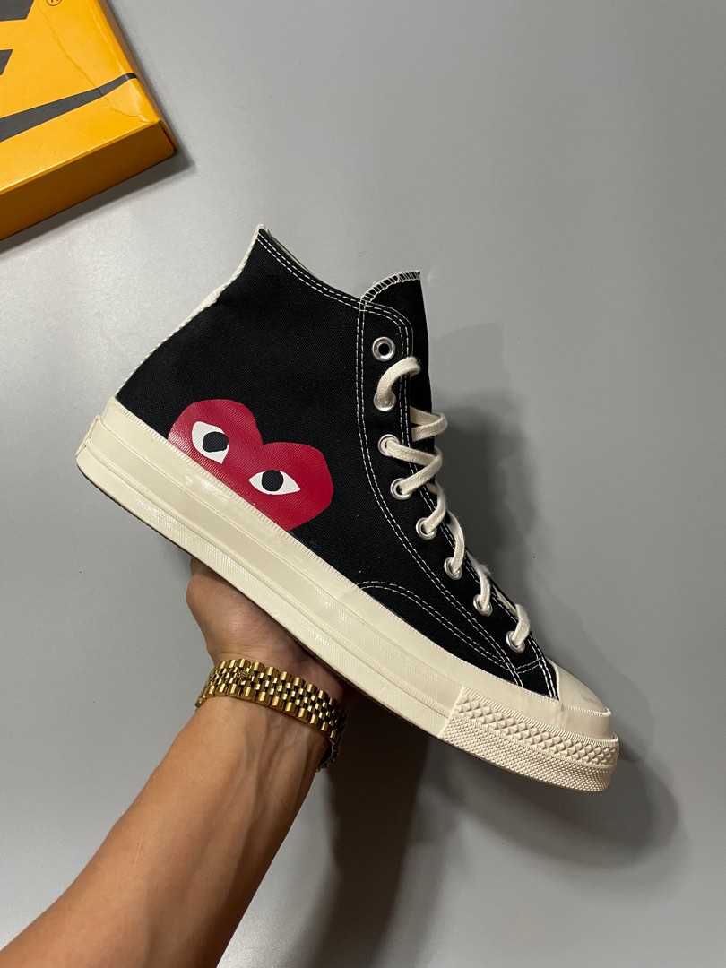 CONS X CDG HIGH CUT BLACK PEEKING HEART (10.5US), Men's Fashion ...
