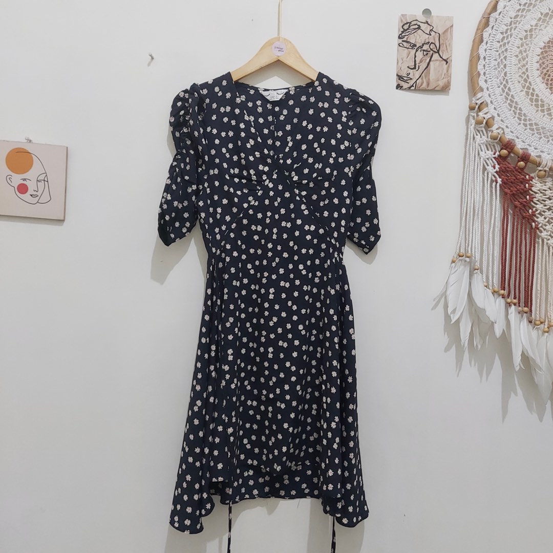 Flower Dress minidress mini midi floral bunga daisy korea korean gaun ...