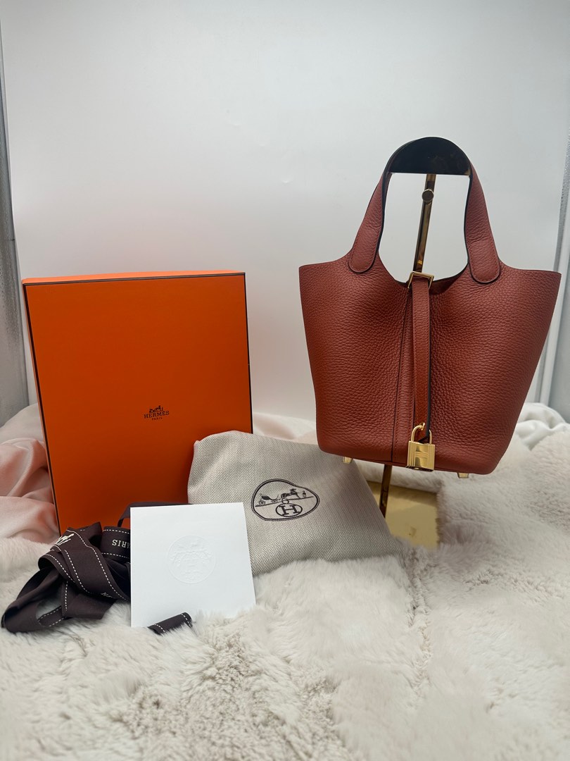 Hermes Picotin 18 GHW color Cuivre, Luxury, Bags & Wallets on Carousell
