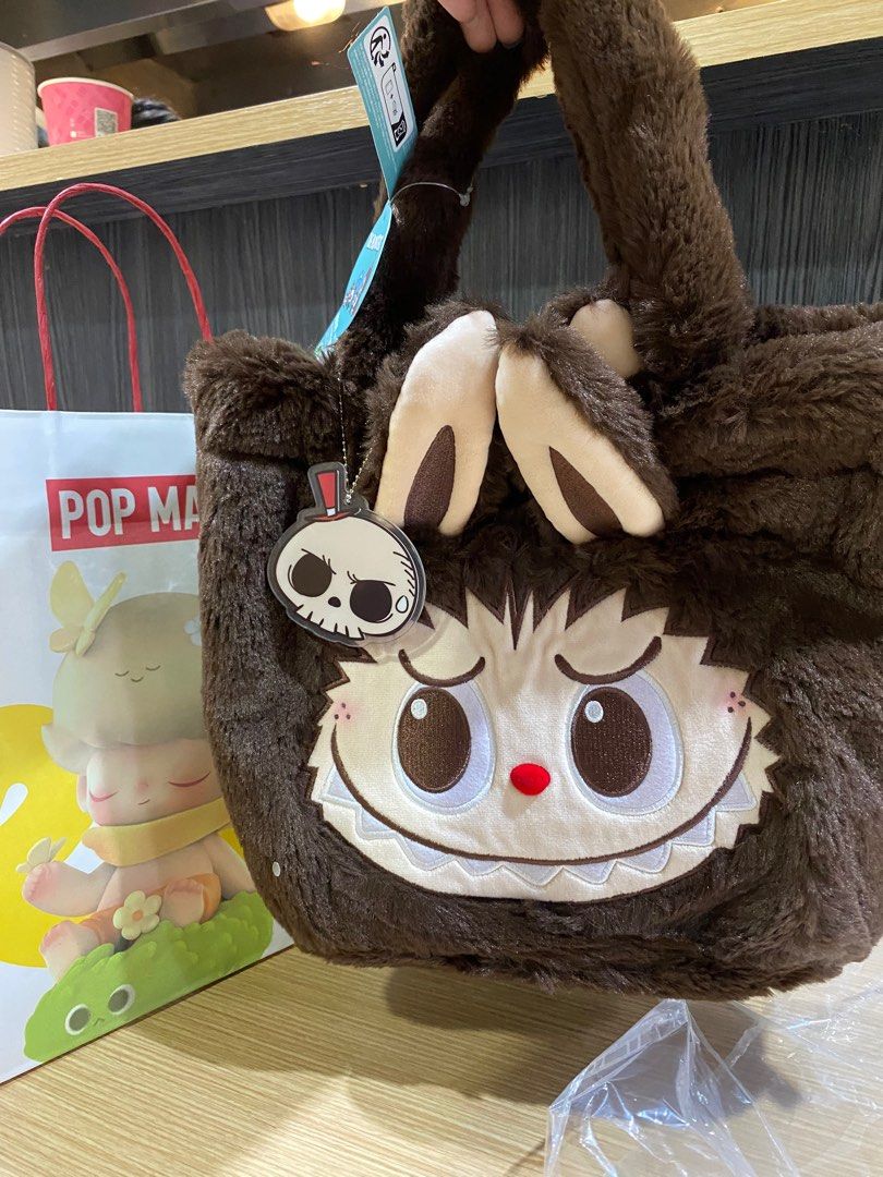 Labubu bag Popmart authentic from taiwan pre order brown grey, Hobbies ...