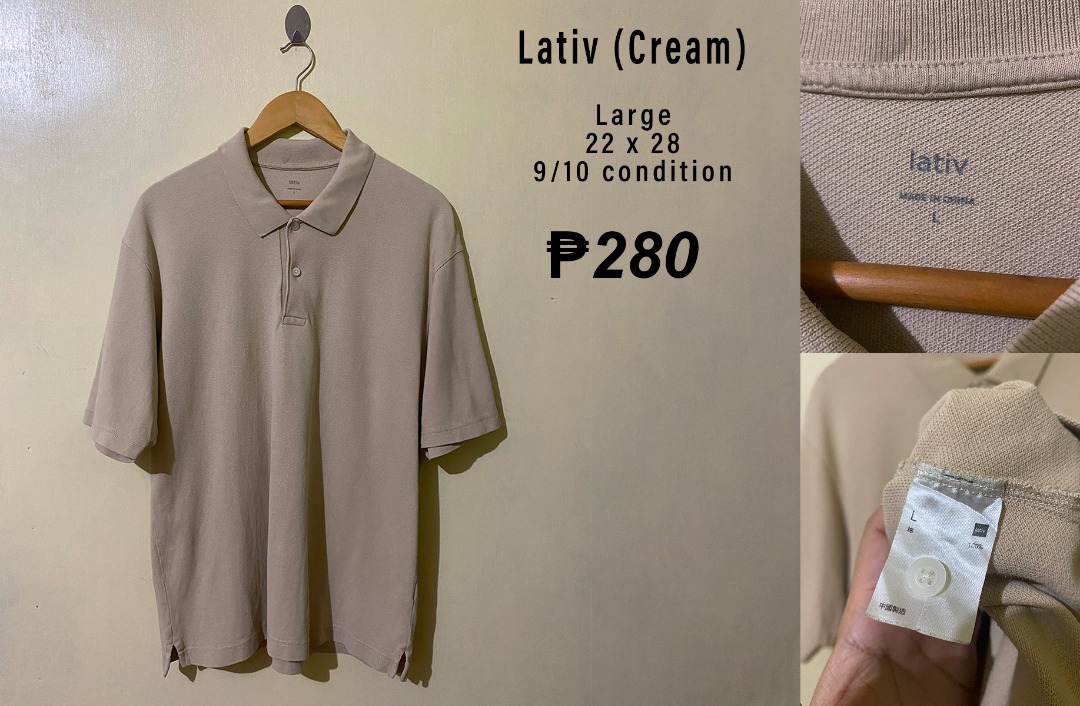 Lativ Cream Polo Shirt, Men's Fashion, Tops & Sets, Tshirts & Polo Shirts on Carousell