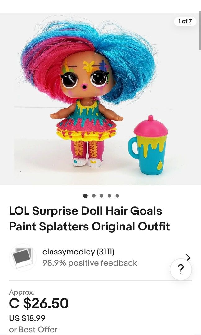 Lol surprise doll Hair goals Paint Splatter with original outfit ...