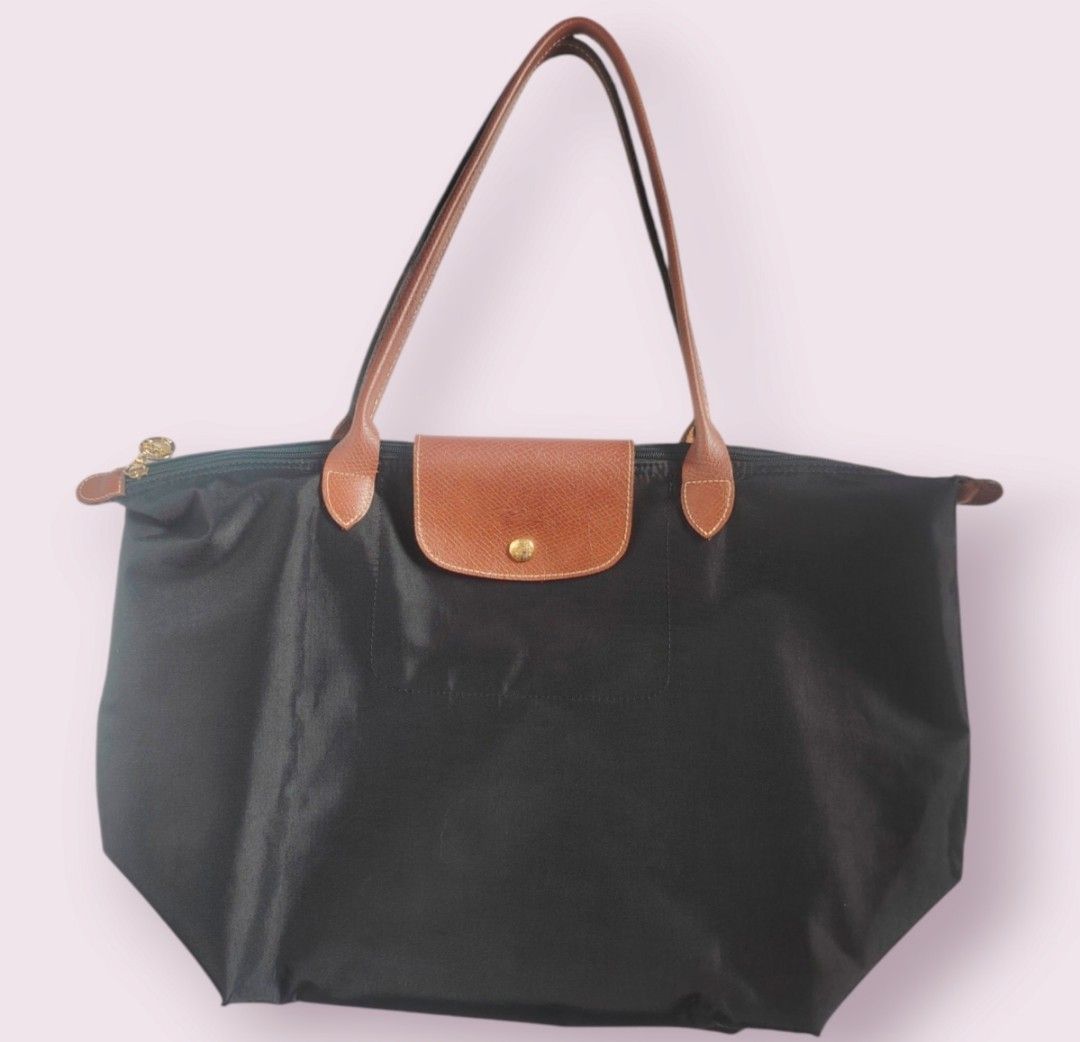 LONGCHAMP LE PLIAGE LARGE FOLDABLE NYLON SHOULDER TOTE BLACK (LIMITED ...