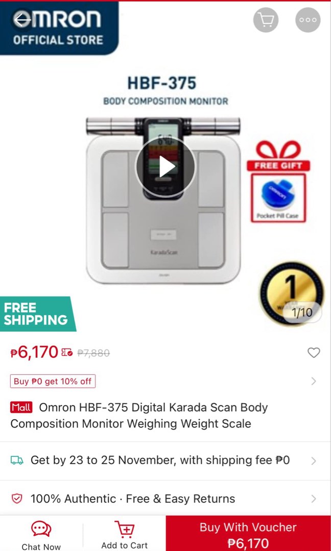 Omron Digital Karada Scan Composition Monitor Weighing Scale, Health ...