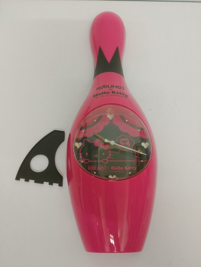 Sanrio Hello Kitty pink bowling pin shaped clock 15' tall wall mount ...