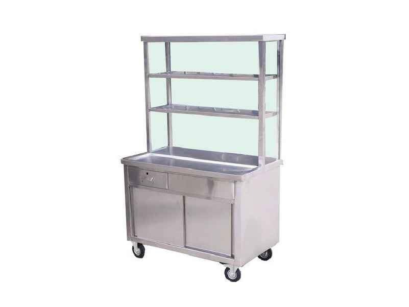 Stainless Steel Hawker Stall with LED Lights and Wheels, Furniture ...