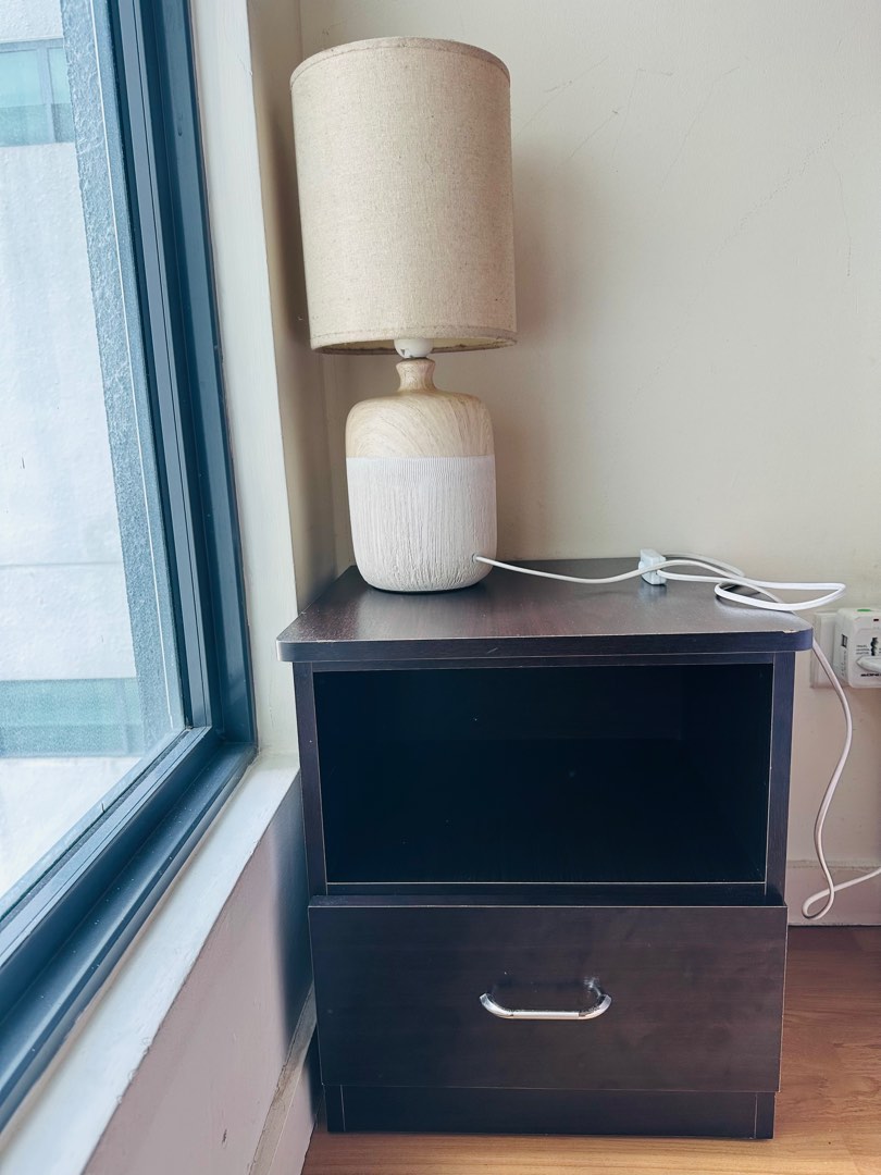 Solid Wooden bed side table / Meja sisi katil kayu, Furniture & Home ...