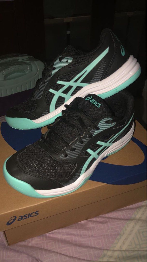 ASICS UPCOURT 5 WOMEN INDOOR SPORT BADMINTON SHOES IN BLACK/ILLUMINATE MINT, Sports Equipment ...