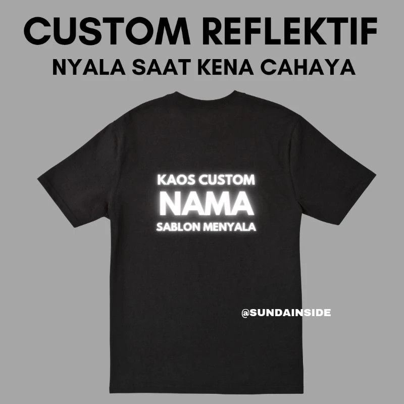 BAJU KAOS CUSTOM REFLECTIVE REFLEKTIF RAINBOW DAN SILVER MENYALA SAAT ...
