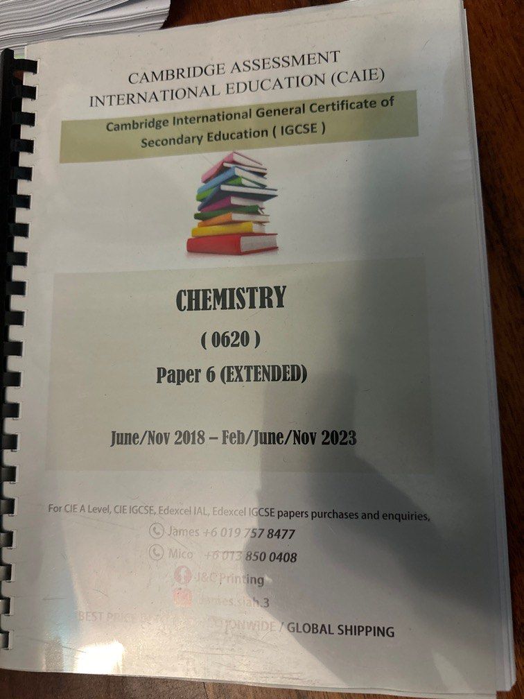 Cambridge IGCSE Chemistry 0620 Past Year Papers 2019-2023 (Extended ...