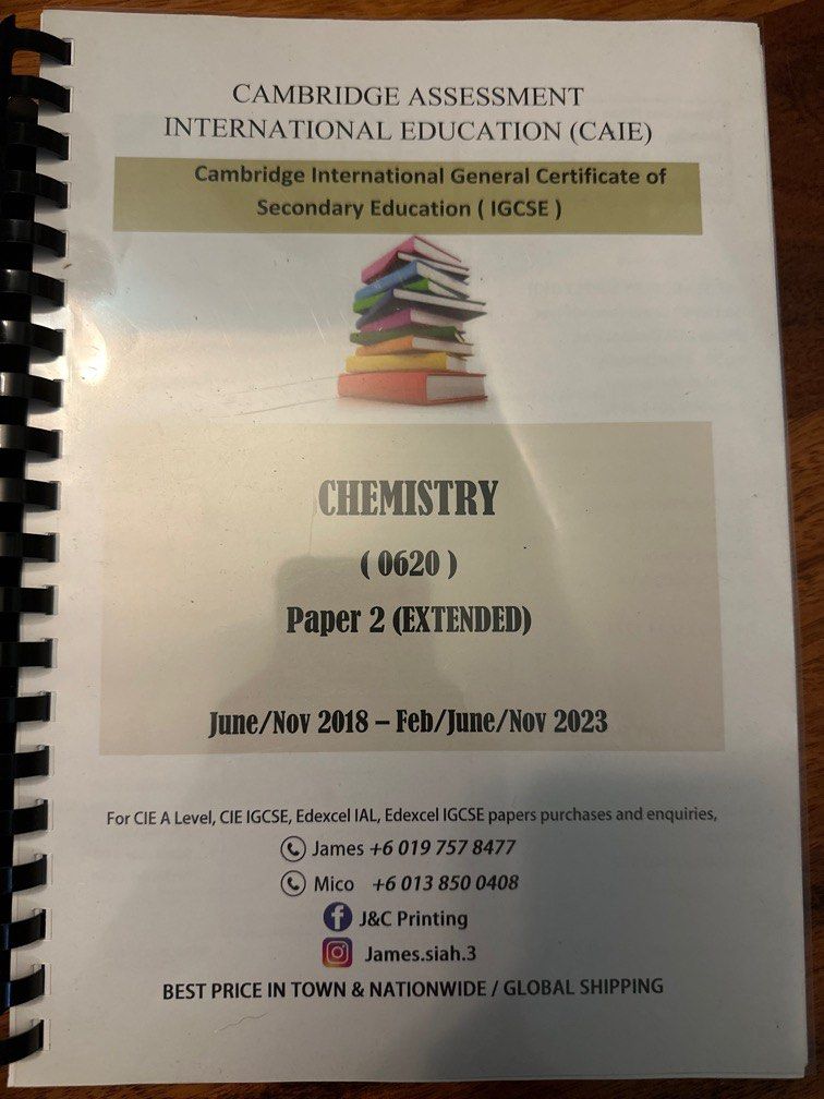 Cambridge IGCSE Chemistry 0620 Past Year Papers 2019-2023 (Extended ...