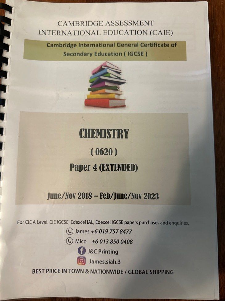 Cambridge IGCSE Chemistry 0620 Past Year Papers 2019-2023 (Extended ...