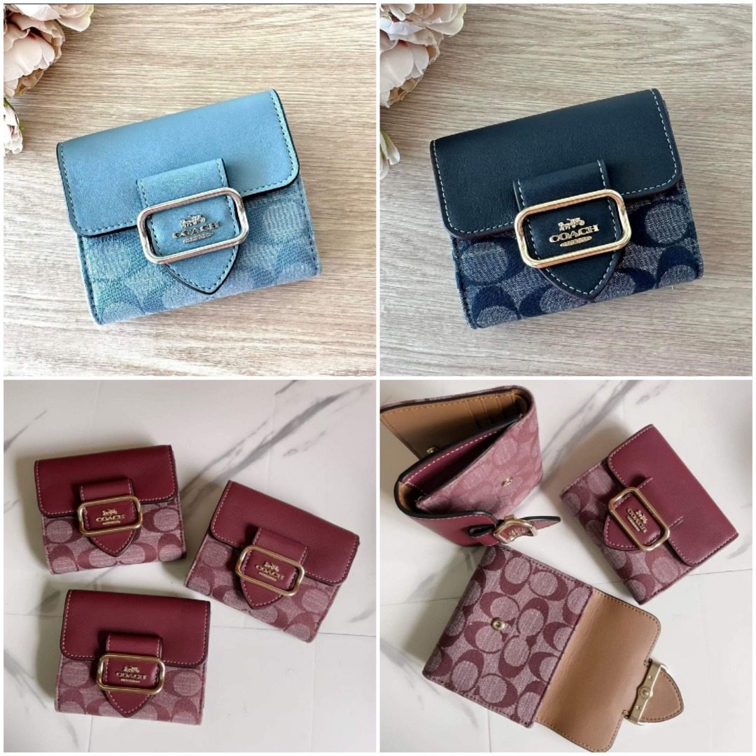 Coach CH151 Small Morgan Bifold Wallet in Signature Chambray and Smooth ...