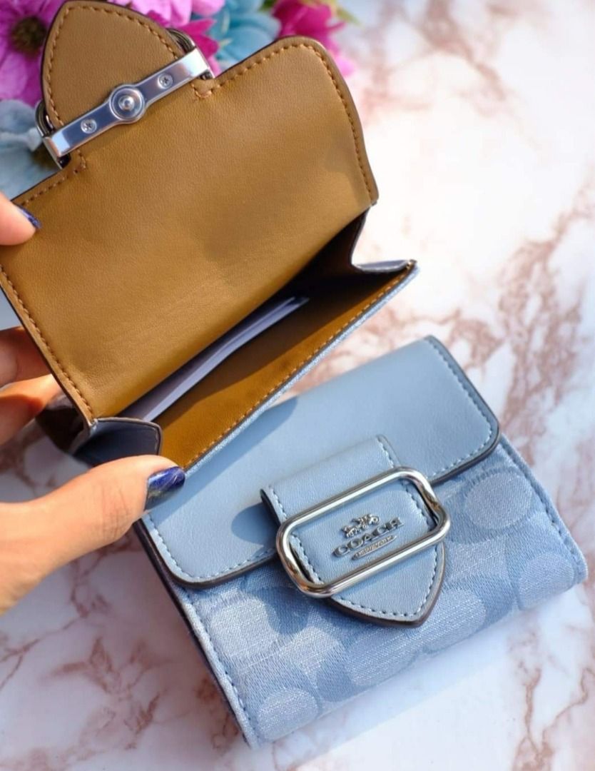 Coach CH151 Small Morgan Bifold Wallet in Signature Chambray and Smooth ...