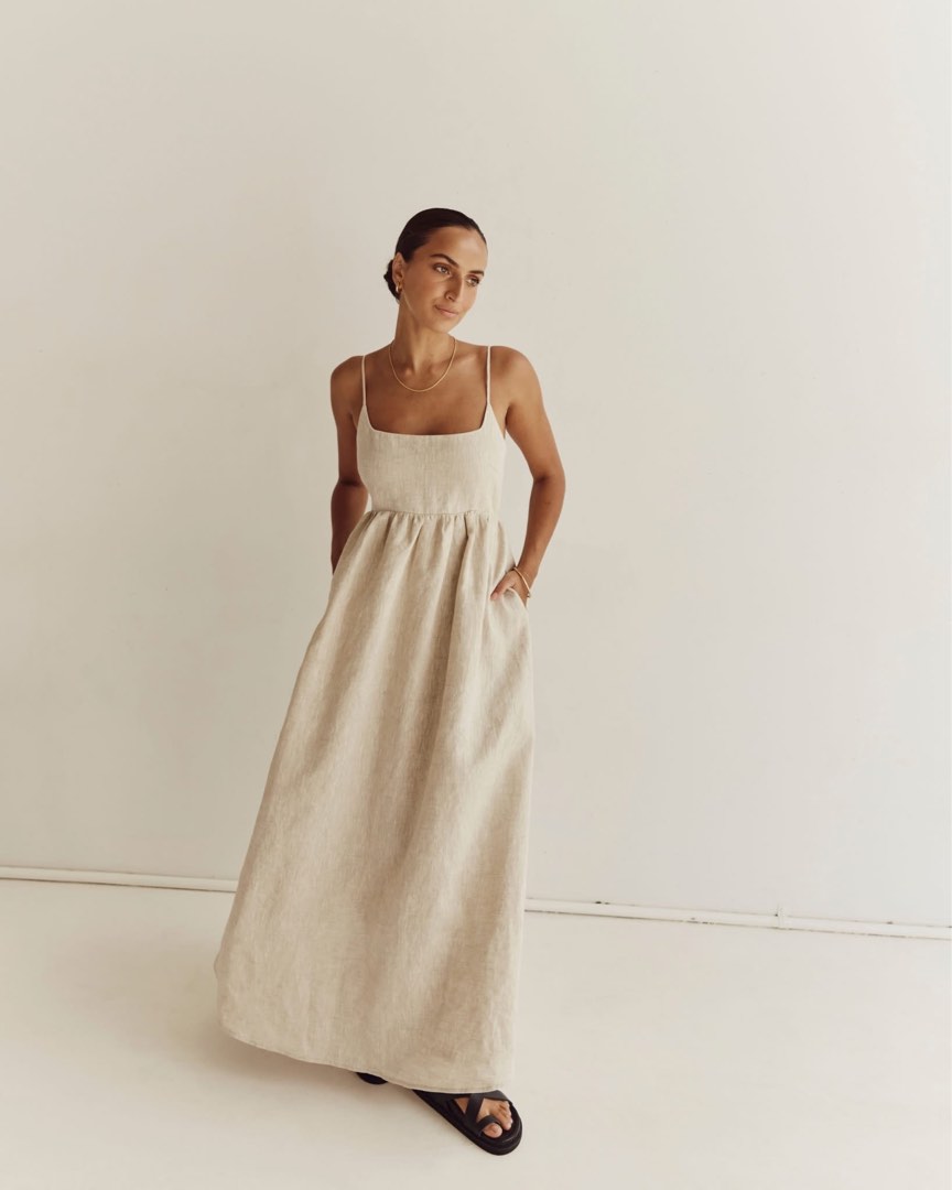 DISSH Sunny White Linen Midi Dress, Women's Fashion, Dresses & Sets ...