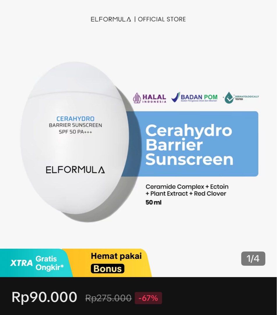 Elformula Barrier Sunscreen SPF 50+++, Barang Yang Dicari di Carousell