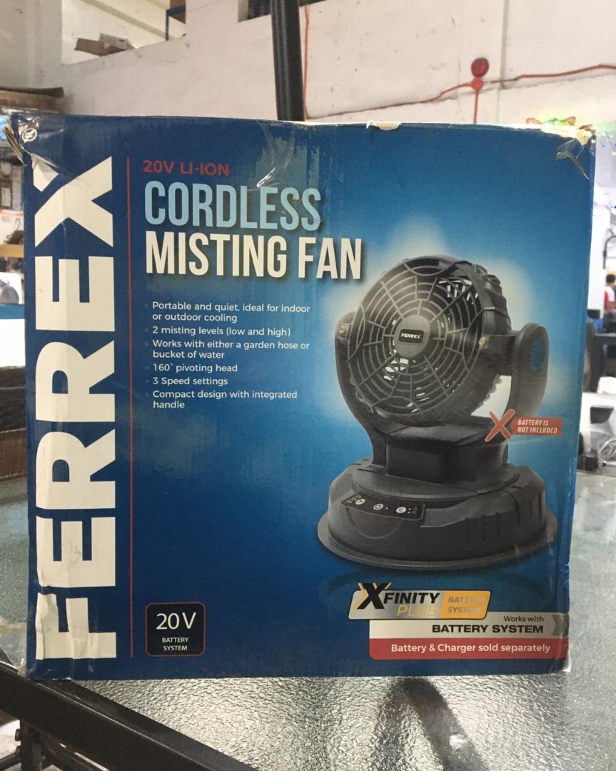 Ferrex 20V Cordless Misting Fan (Tool Only), Furniture & Home Living ...