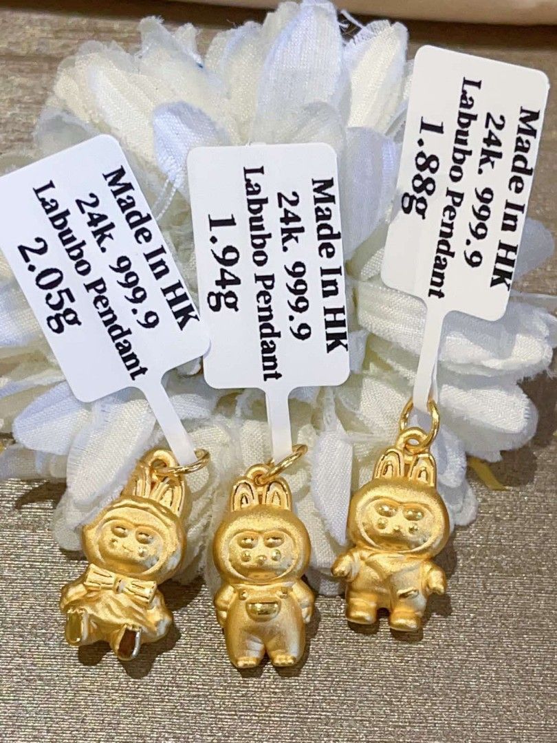 Hk 24k gold Labubu Charm Pendant, Women's Fashion, Jewelry & Organizers ...