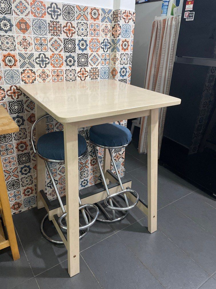 Ikea table and 3 stools, Furniture & Home Living, Furniture, Tables ...