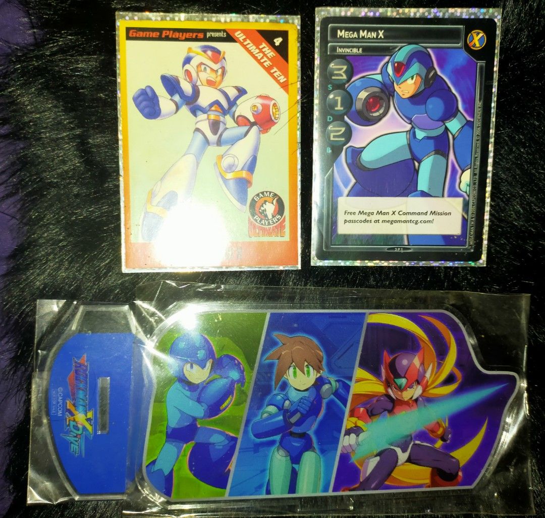 Megaman X Dive Acrylic Stand & Game Players + Megaman X TCG sample card ...