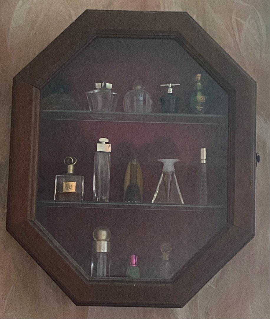 Mini Perfume Wooden Wall Display Cabinet w/ Glass Enclosure, Furniture ...