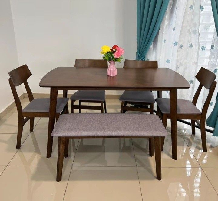 New 6 seater dining table set, Scandinavian dining table with 4 chair+ ...