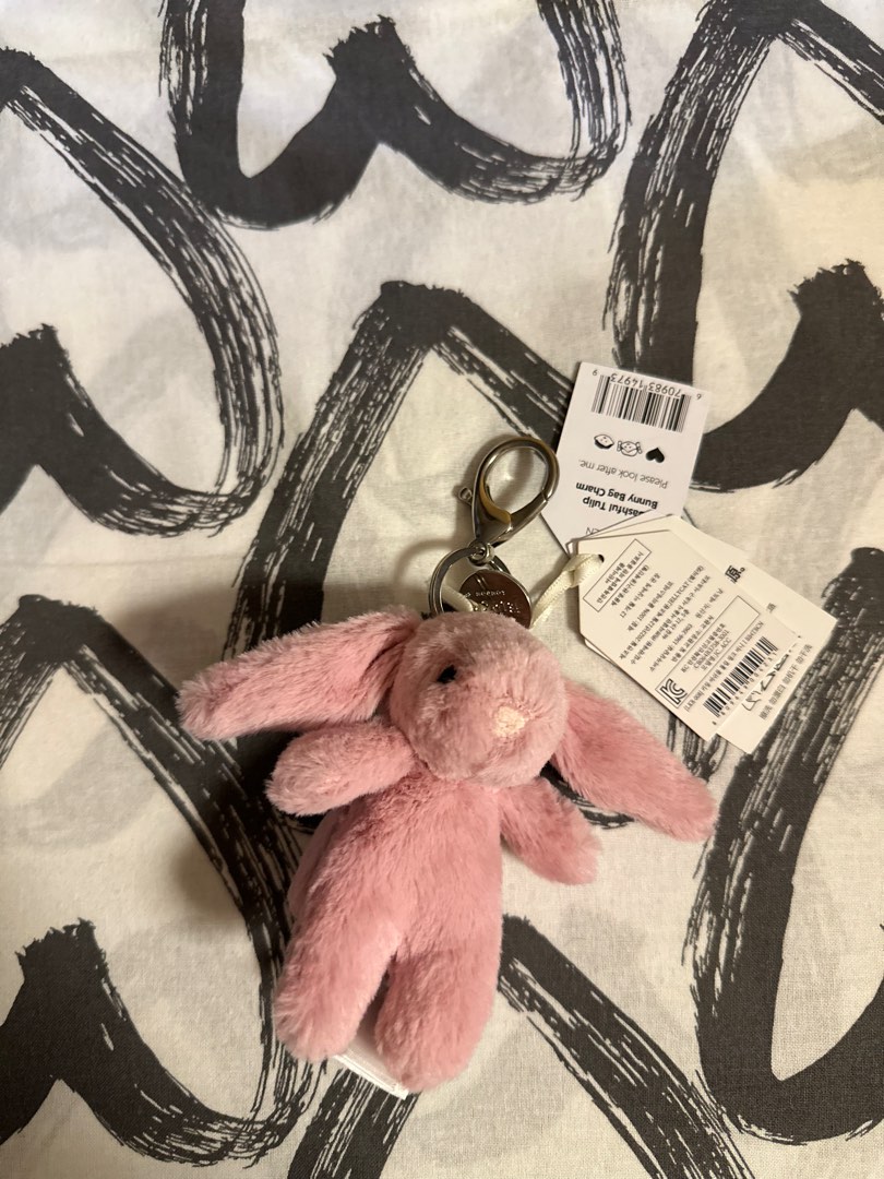 On hand - Bashful Tulip Bunny Jellycat Bag Charm, Hobbies & Toys, Toys & Games on Carousell